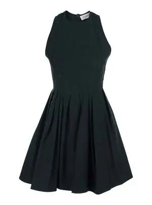Sportmax Xara' Black Dress With Round Neckline And Pleated Design In Cotton - Multicolor