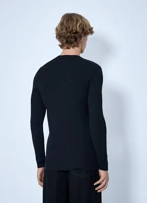 LEMAIRE Long Sleeve Ribbed Tee - Black