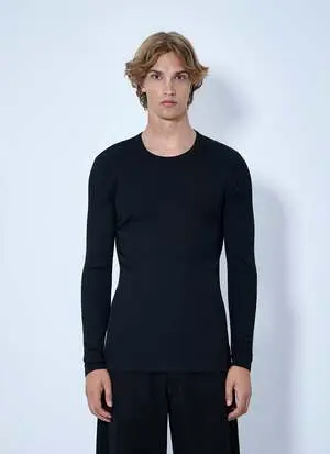 LEMAIRE Long Sleeve Ribbed Tee - Black
