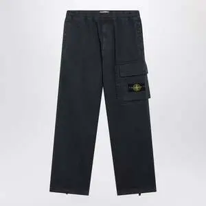 Stone Island Navy Cotton Jogger Pants - Blue