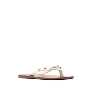 Valentino Garavani Rockstud Embellished Thong Sandals - Cream