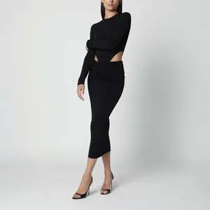 Andamane Midi Dress With Waist Cut-out Detail - Black