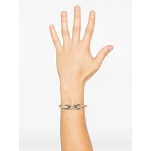 FERRAGAMO Gancini Double-strand Leather Bracelet - Silver