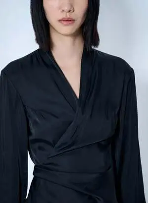 Rick Owens Laura Satin Wrap Top