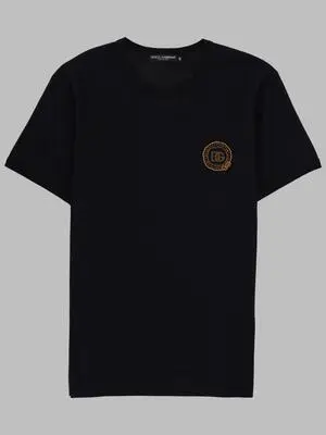 Dolce & Gabbana T-shirt In Cotone Con Patch - Black
