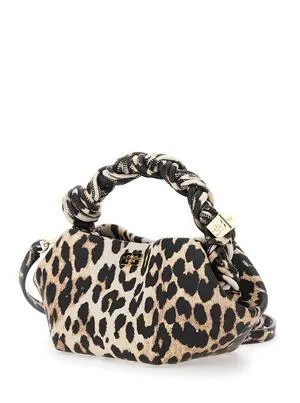 GANNI Bou Leopard Motif Fabric Handbag - Multicolor