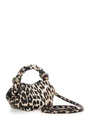 GANNI Bou Leopard Motif Fabric Handbag - Multicolor