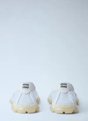 Miu Miu Mesh Slip-on Flats - White