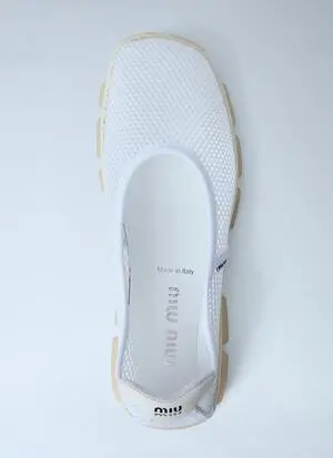Miu Miu Mesh Slip-on Flats - White