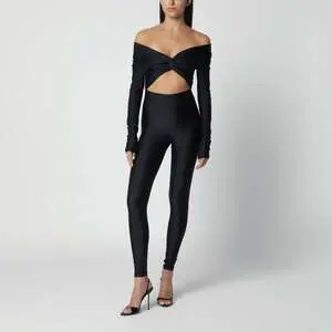 Andamane Kendall Jumpsuit In Glossy Stretch Lycra - Black