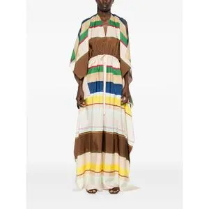 Fendi Striped Silk Jumpsuit - Cream