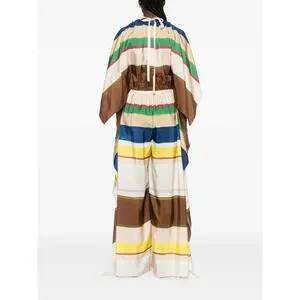 Fendi Striped Silk Jumpsuit - Cream