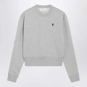 AMI Paris De Coeur Crewneck Sweatshirt - Gray