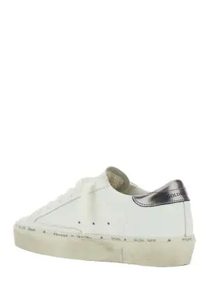 GOLDEN GOOSE Hi Star' White Low Top Sneakers With Star Patch On The Side And Logo Lettering On The Heel In Leather For - Multicolor