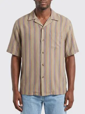 Saint Laurent Pinstriped Silk Twill Shirt - Gray