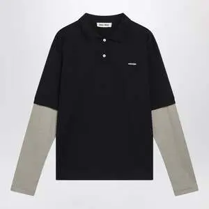 Miu Miu Olive Cotton Jersey Polo Shirt - Blue
