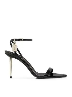 TOM FORD Pointed-toe Sandal With Padlock In Polished Leather - Black