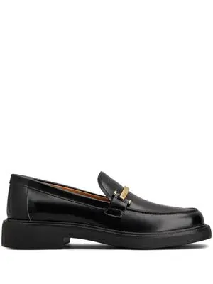 TOD'S Leather Loafers With Metal Bar - Black