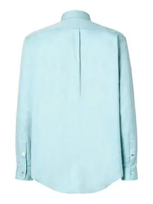 Fendi Oxford Cotton Shirt With Ff Embroidery - Blue