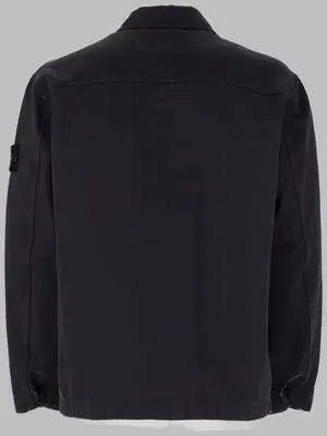 Stone Island Overshirt In Twill Di Cotone - Blue