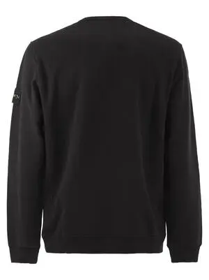 Stone Island Cotton Crew Neck Sweatshirt With Compass Badge - Black