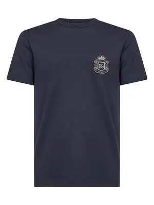 Dolce & Gabbana Blue Cotton Heraldic Patch T-shirt - Multicolor
