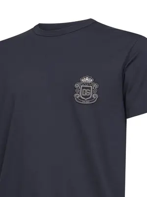 Dolce & Gabbana Blue Cotton Heraldic Patch T-shirt