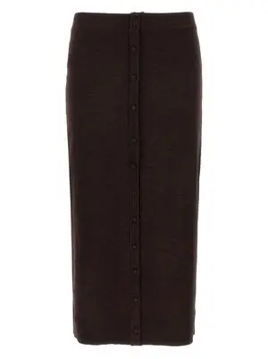 Victoria Beckham Bottoni' Midi Skirt - Brown