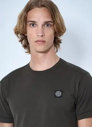 Stone Island Logo Motif Cotton T-shirt - Gray