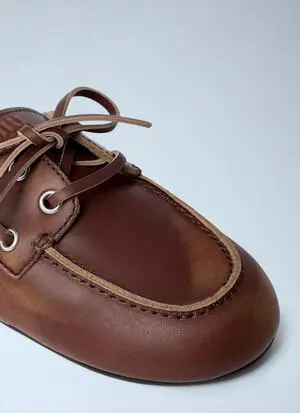 Miu Miu Leather Lace-up Mules