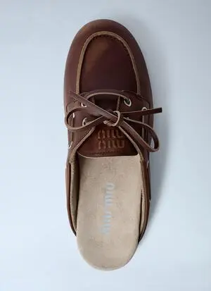 Miu Miu Leather Lace-up Mules