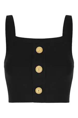 Balmain Square Neck Crop Top - Multicolor