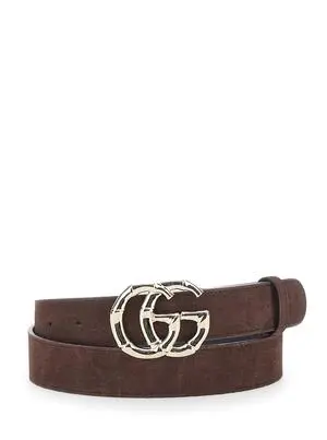 Gucci Belt With Gg Buckle Closure In Suede Leather For - Brown