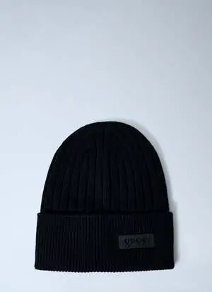 Gucci Logo Motif Beanie Hat - Black