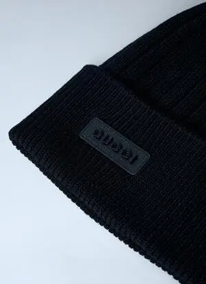 Gucci Logo Motif Beanie Hat - Black