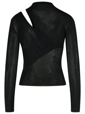 SELF-PORTRAIT Viscose Cut Out Top - Black