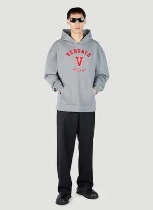 Versace Varsity Logo Patch Hooded Sweatshirt