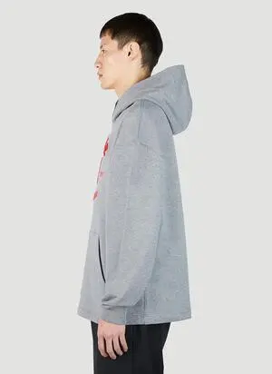 Versace Varsity Logo Patch Hooded Sweatshirt - Gray