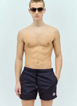 Moncler Logo Patch Swim Shorts - Blue