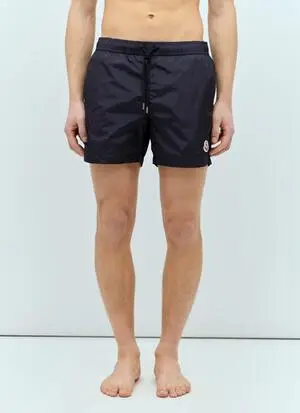 Moncler Logo Patch Swim Shorts - Blue