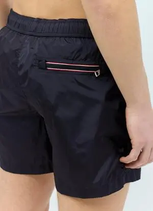 Moncler Logo Patch Swim Shorts - Blue