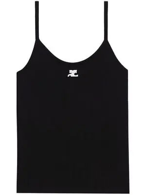 COURREGES Ribbed Knitted Tank Top - Black