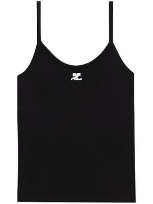COURREGES Ribbed Knitted Tank Top - Black