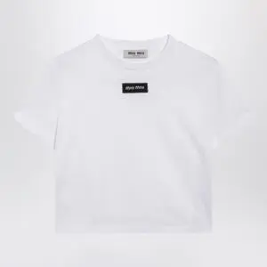 Miu Miu Cotton Jersey T-shirt With Logo - White