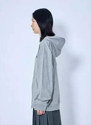 Miu Miu Patch Detail Zip Hoodie - Gray