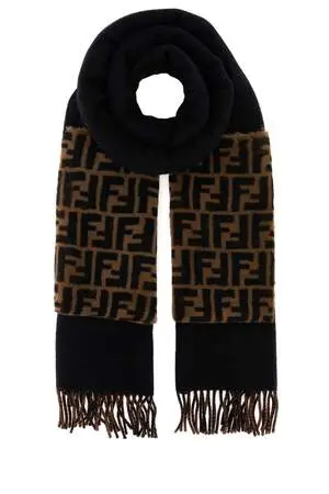 Fendi Black Wool Blend Scarf - Multicolor