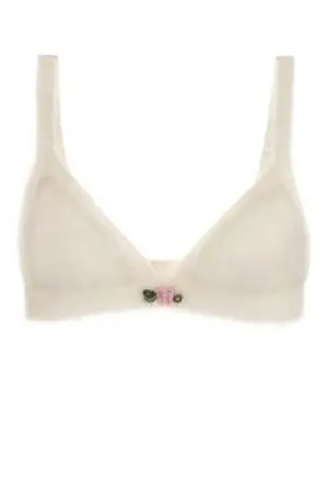 Alessandra Rich Mohair Blend Bra - White