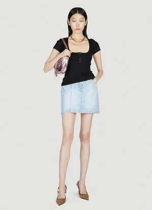 Versace Denim Jacquard Mini Skirt