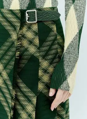 Burberry Wool Check Midi Skirt