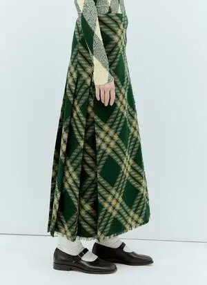 Burberry Wool Check Midi Skirt